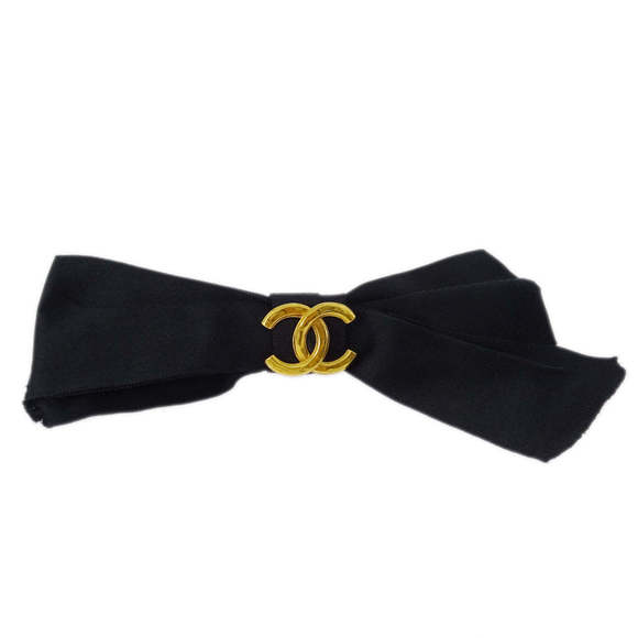CHANEL | Accessories | Chanel Bow Hair Barrette Black Satin 3861 | Poshmark